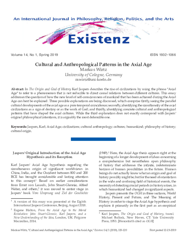 (PDF) Cultural and Anthropological Patterns in the Axial Age