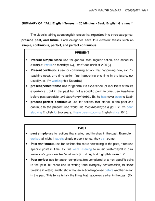 (PDF) All english tenses
