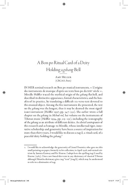 (PDF) A Bon po Ritual Card of a Deity Holding a gshang Bell