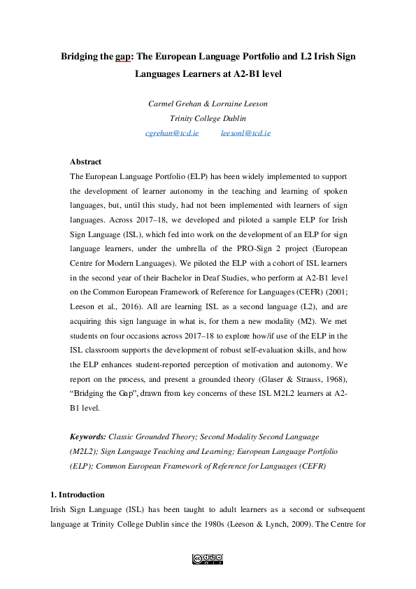 (PDF) Bridging the gap: The European Language Portfolio and L2 Irish ...