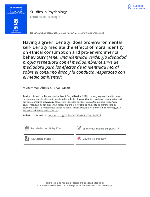 (PDF) Having a green identity: does pro-environmental self-identity ...