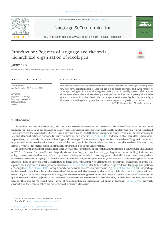 (PDF) Introduction: Regimes of Language and the Social, Hierarchized ...
