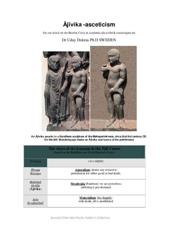 (PDF) Ājīvika or Agnostics or non believers in ancient india