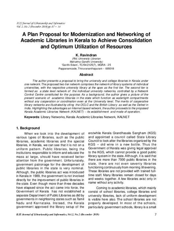 (PDF) A Plan Proposal for Modernization and Networking of Academic ...