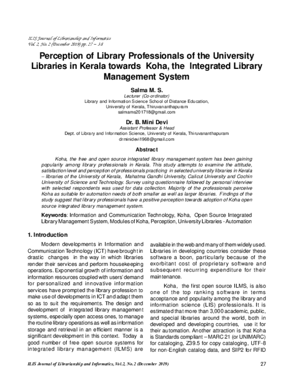 (PDF) Perception of Library Professionals of the University Libraries ...