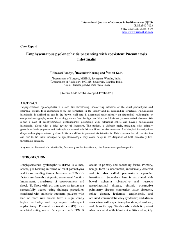 (PDF) Emphysematous pyelonephritis presenting with coexistent ...