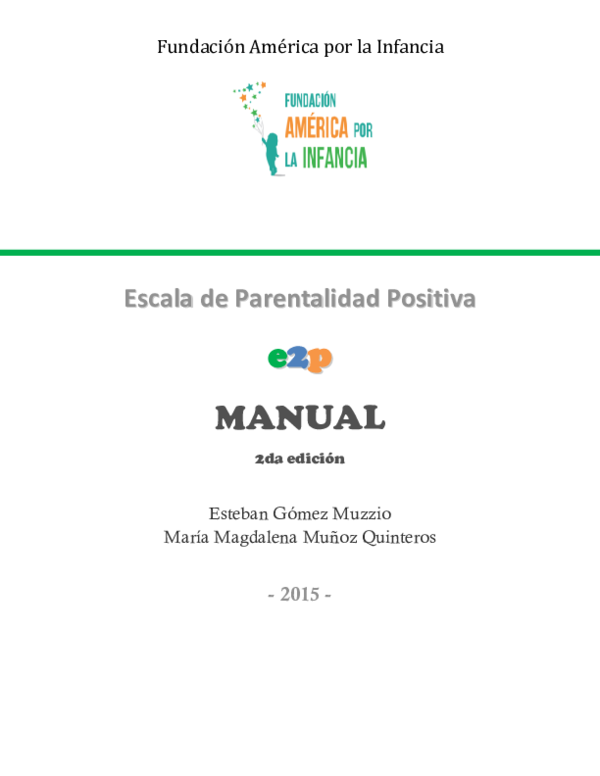 (PDF) Manual de la Escala de Parentalidad Positiva E2P año 2015 FAI