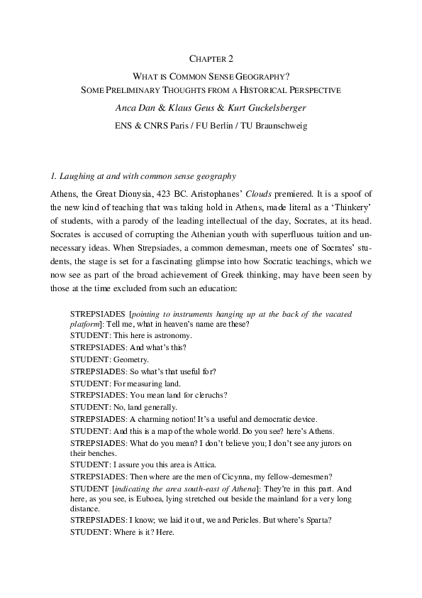 (PDF) What is Common Sense Geography? Some Preliminary Thoughts