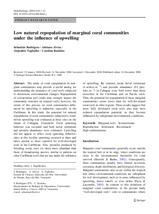 (PDF) Low natural repopulation of marginal coral communities under the ...