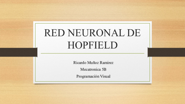 (PPT) RED NEURONAL DE HOPFIELD