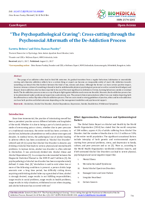 (PDF) "The Psychopathological Craving": Cross-cutting through the ...