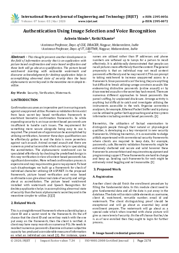 (PDF) IRJET- Authentication Using Image Selection and Voice Recognition