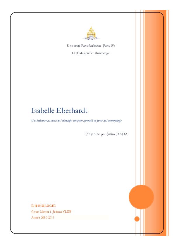 (PDF) Isabelle Eberhardt : une littérature au service de l'ethnologie, une quête spirituelle en ...