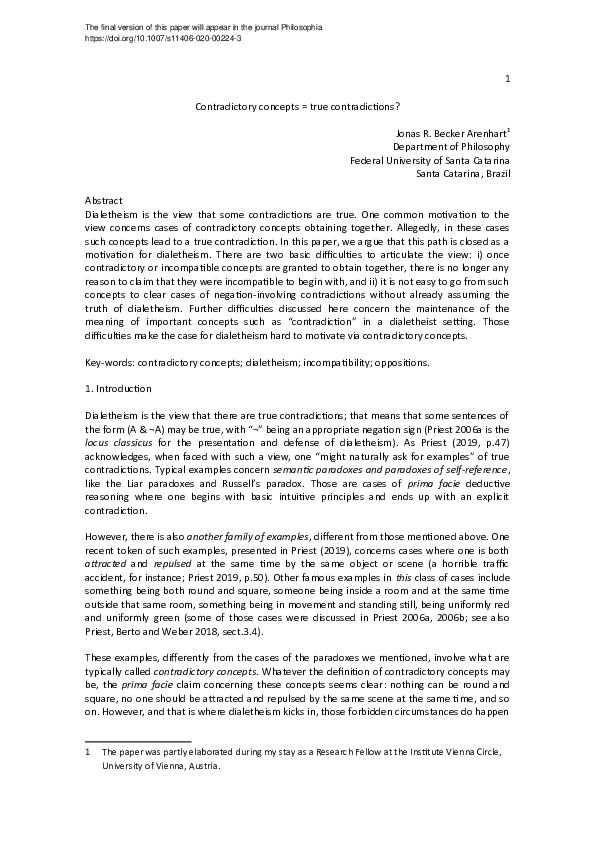 (PDF) Contradictory concepts = true contradictions