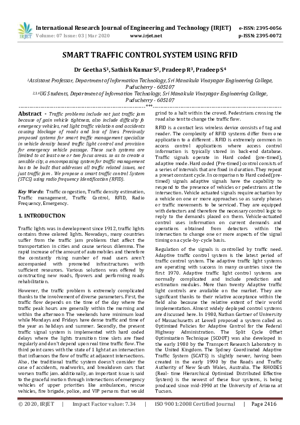 (PDF) SMART TRAFFIC CONTROL SYSTEM USING RFID
