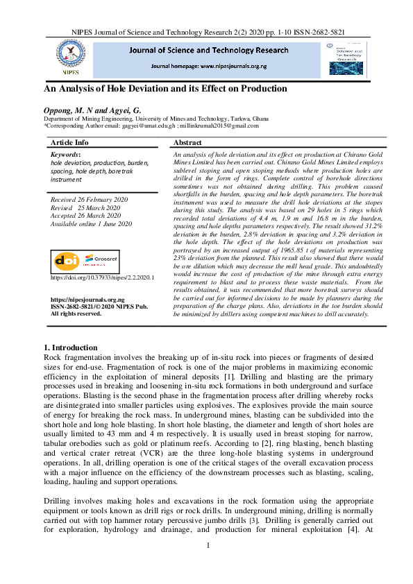 (PDF) An Analysis of Hole Deviation and its Effect on Production