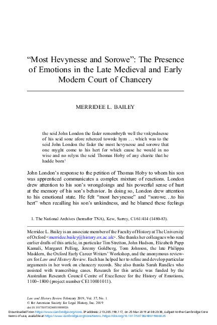 (PDF) "Most Hevynesse and Sorowe": The Presence of Emotions in the Late ...