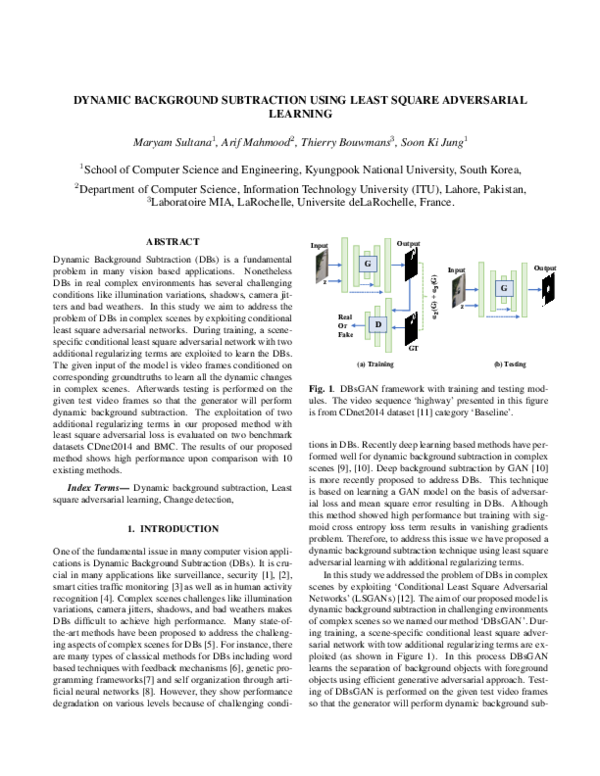 Pdf Dynamic Background Subtraction Using Least Square Adversarial Learning