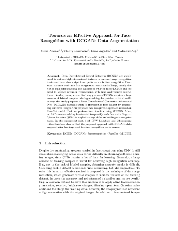 (PDF) Towards an Effective Approach for Face Recognition with DCGANs Data Augmentation