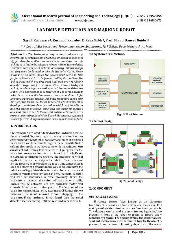 (PDF) IRJET- LANDMINE DETECTION AND MARKING ROBOT
