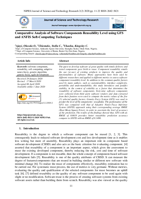 Pdf Comparative Analysis Of Software Components Reusability Level
