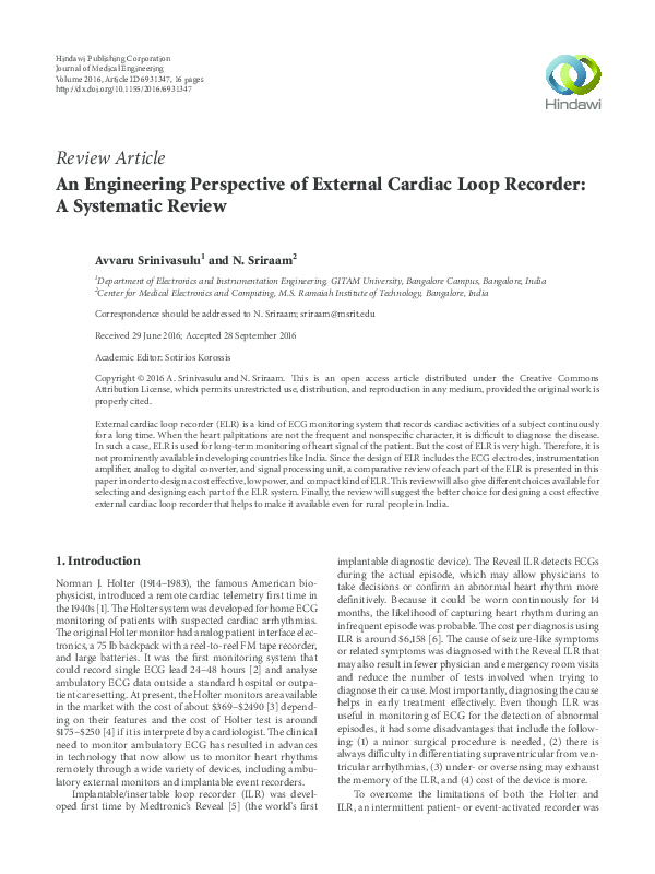 (PDF) An Engineering Perspective of External Cardiac Loop Recorder: A ...