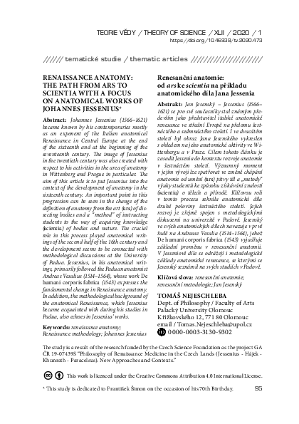 (PDF) Renaissance Anatomy: The Path from Ars to Scientia with a Focus ...