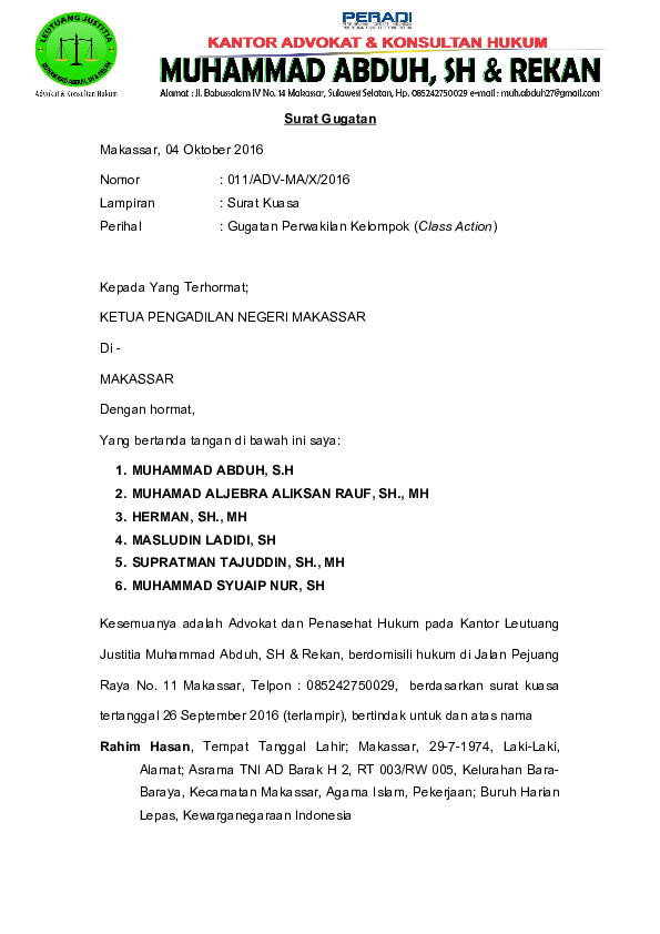 (DOC) CONTOH SURAT GUGATAN