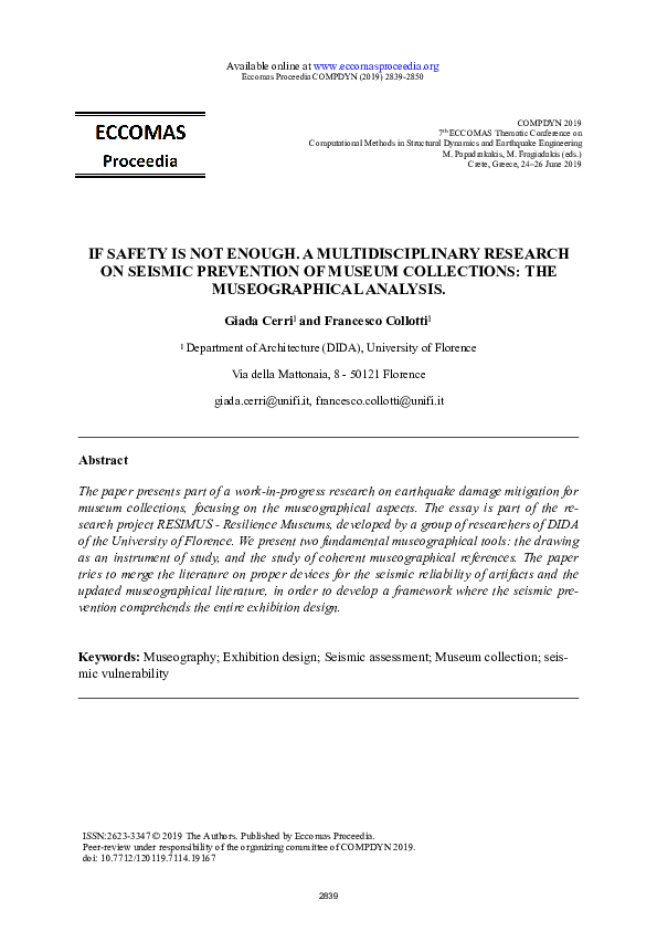 (PDF) IF SAFETY IS NOT ENOUGH. A MULTIDISCIPLINARY RESEARCH ON SEISMIC ...
