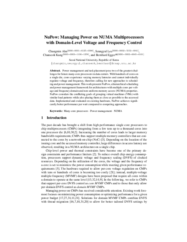 Pdf Nupow Managing Power On Numa Multiprocessors With Domain Level