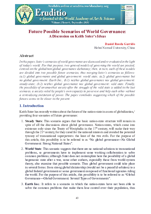 (PDF) Future Possible Scenarios of World Governance: A Discussion on ...