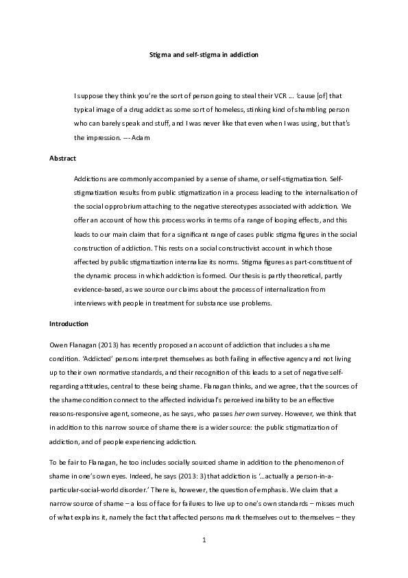 (DOC) Stigma and self-stigma in addiction