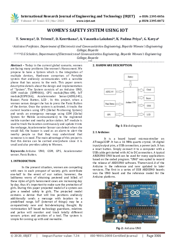 (PDF) WOMEN'S SAFETY SYSTEM USING IOT