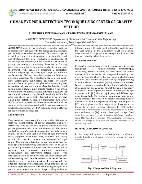 (PDF) IRJET- HUMAN EYE PUPIL DETECTION TECHNIQUE USING CENTER OF ...