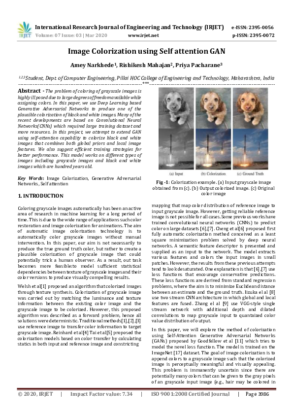 (PDF) IRJET- Image Colorization using Self attention GAN