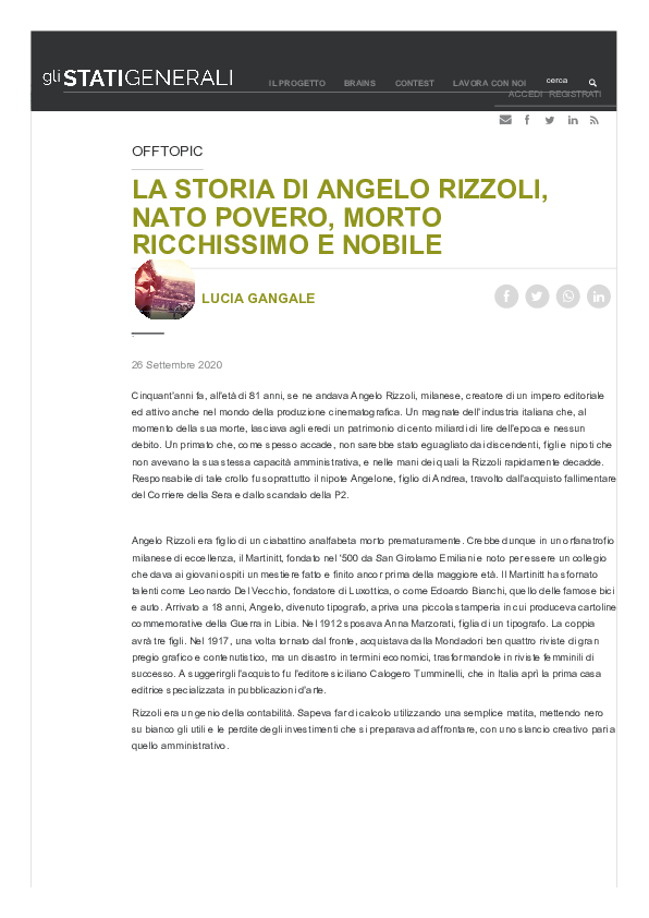 (PDF) La storia di Angelo Rizzoli, nato povero, morto ricchissimo e nobile