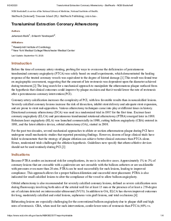 (PDF) Transluminal Extraction Coronary Atherectomy | Jahanzeb Malik ...