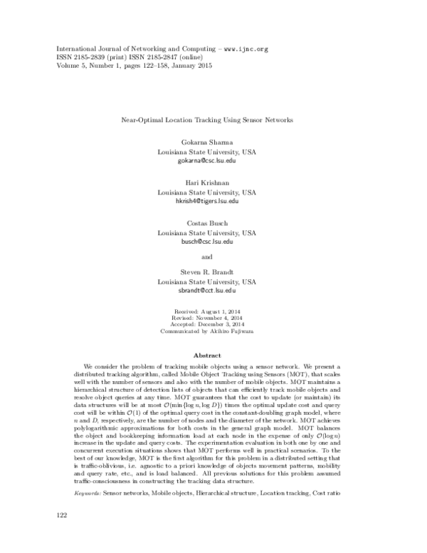 (PDF) Near-Optimal Location Tracking Using Sensor Networks