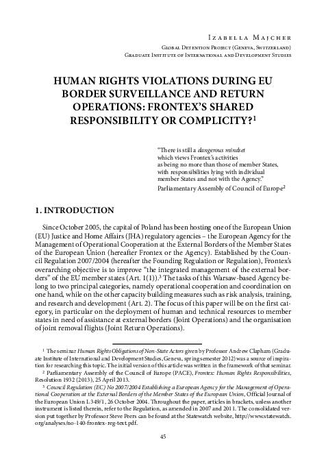 (PDF) Human Rights Violations during EU Border Surveillance and Return ...