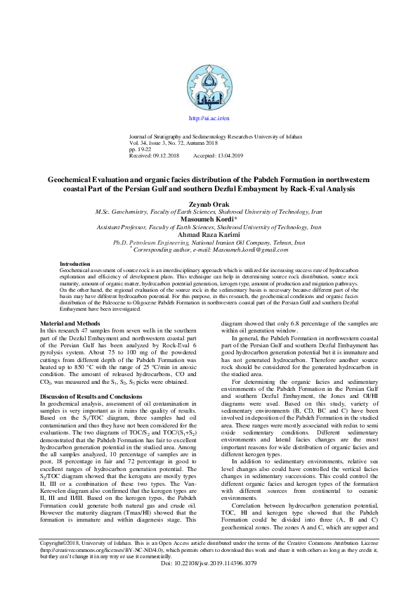 (PDF) Geochemical Evaluation and organic facies distribution of the ...
