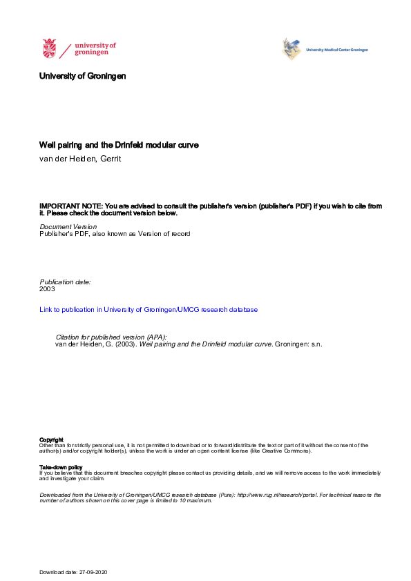 (PDF) Weil Pairing and the Drinfeld Modular Curve