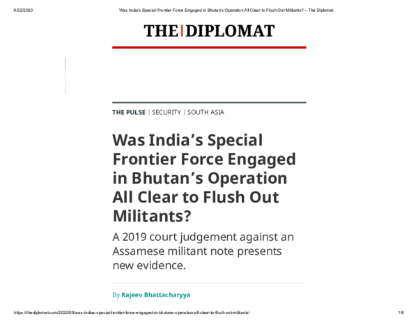 (PDF) Was India's Special Frontier Force Engaged in Bhutan's Operation ...