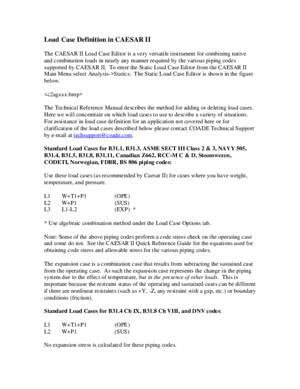 (PDF) Load Case Definition in CAESAR II