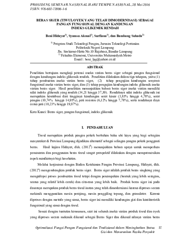 (PDF) Beras Siger (Tiwul/oyek yang Telah Dimodernisasi) sebagai Pangan ...