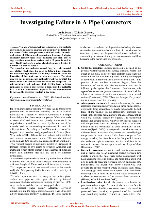 (PDF) Investigating Failure in A Pipe Connectors