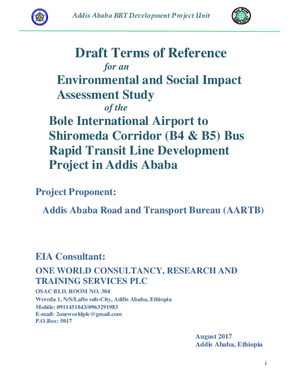 (PDF) TOR of the B4B5 Corridor BRT development Project