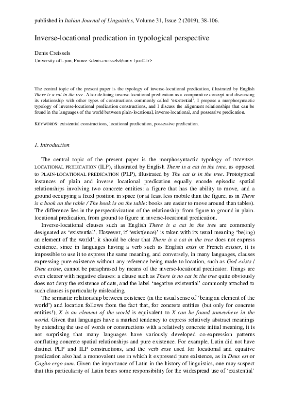 (PDF) Inverse-locational predication in typological perspective