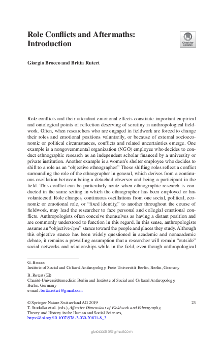 (PDF) Role Conflicts and Aftermaths: Introduction