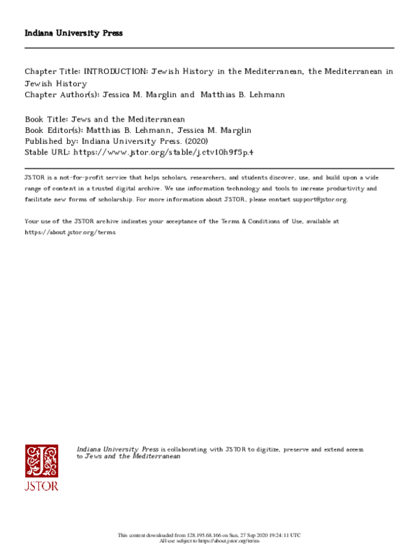 (PDF) Jews and the Mediterranean