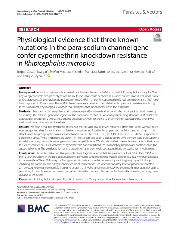 (PDF) Physiological evidence that three known mutations in the para-sodium channel gene confer ...